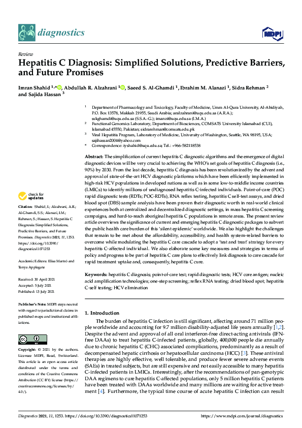 (PDF) Hepatitis C Diagnosis: Simplified Solutions, Predictive Barriers ...