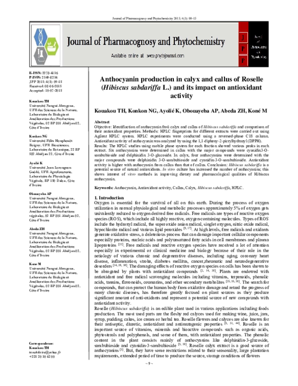 (PDF) Anthocyanin production in calyx and callus of Roselle (Hibiscus sabdariffa L.) and its ...