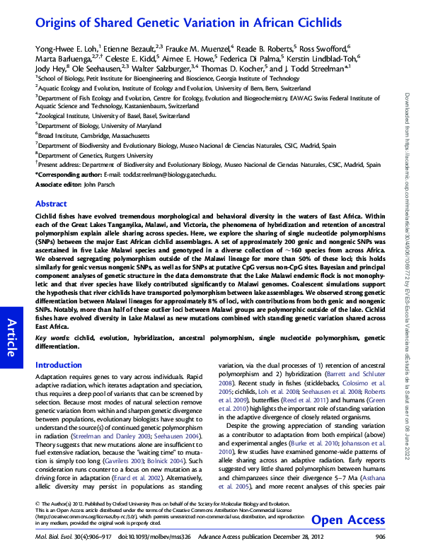 (PDF) Origins of Shared Genetic Variation in African Cichlids
