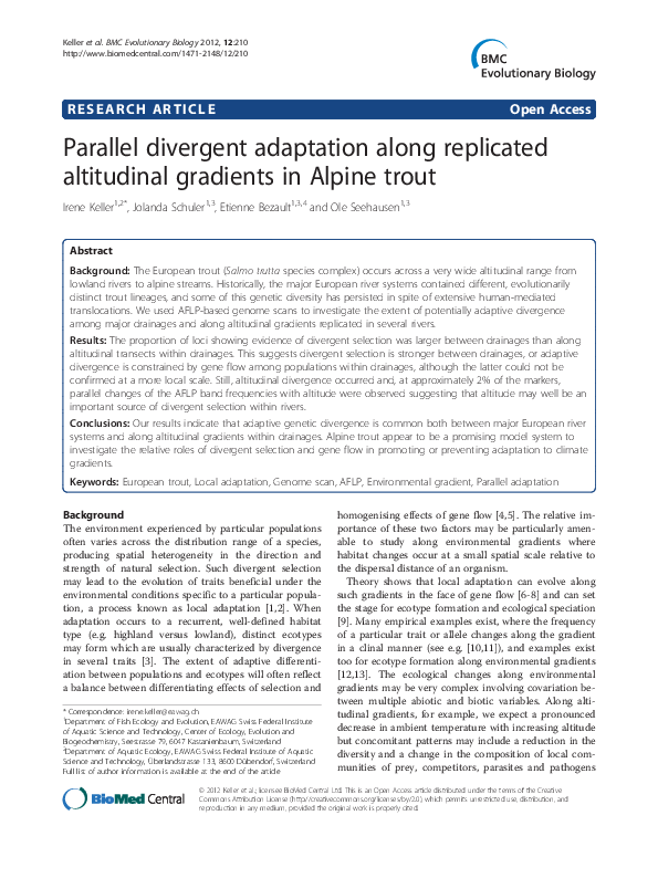 (PDF) Parallel divergent adaptation along replicated altitudinal ...