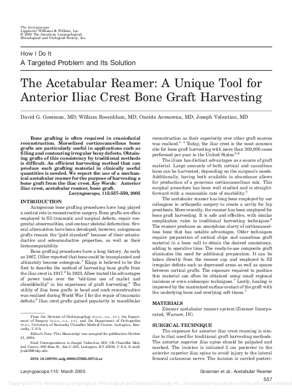(PDF) The Acetabular Reamer: A Unique Tool for Anterior Iliac Crest ...