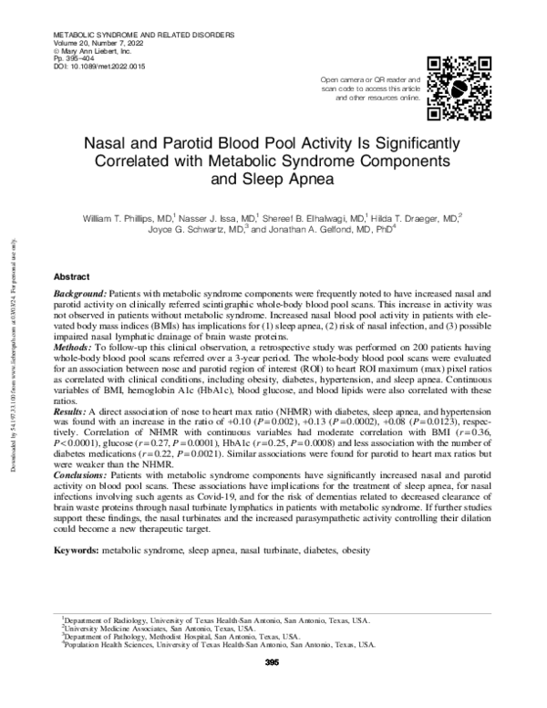 (PDF) Nasal and Parotid Blood Pool Activity Is Significantly Correlated ...