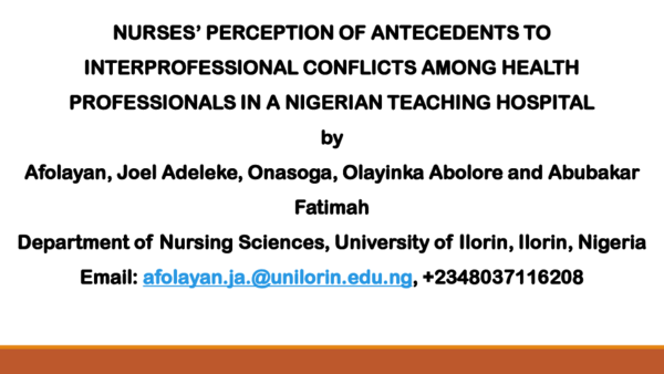 (PDF) Nurses' Perception of Antecedents to Interprofessional Conflicts Among Health ...