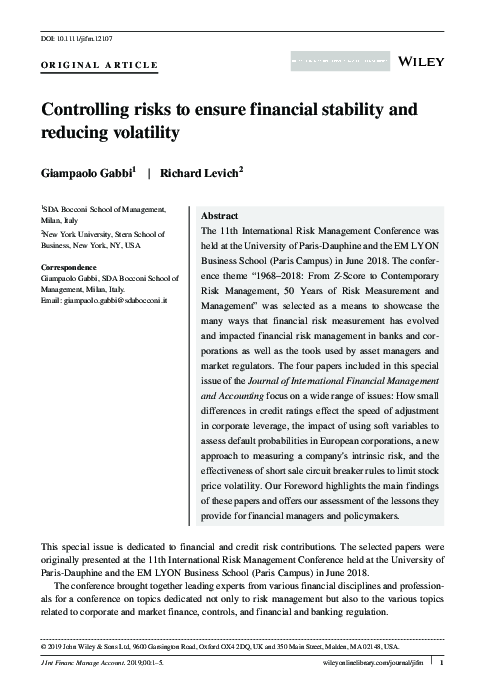 (PDF) Controlling risks to ensure financial stability and reducing ...