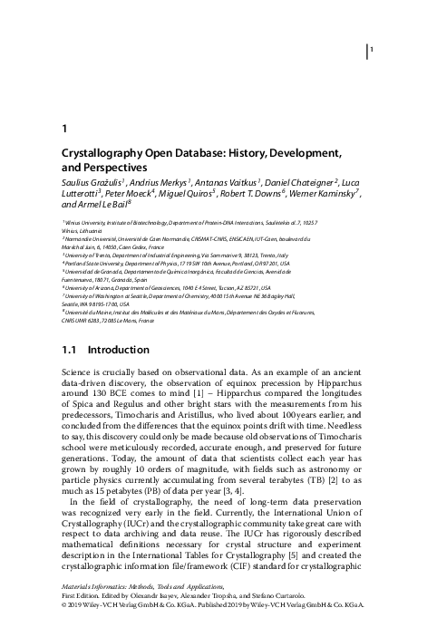 (PDF) Crystallography Open Database: History, Development, and Perspectives