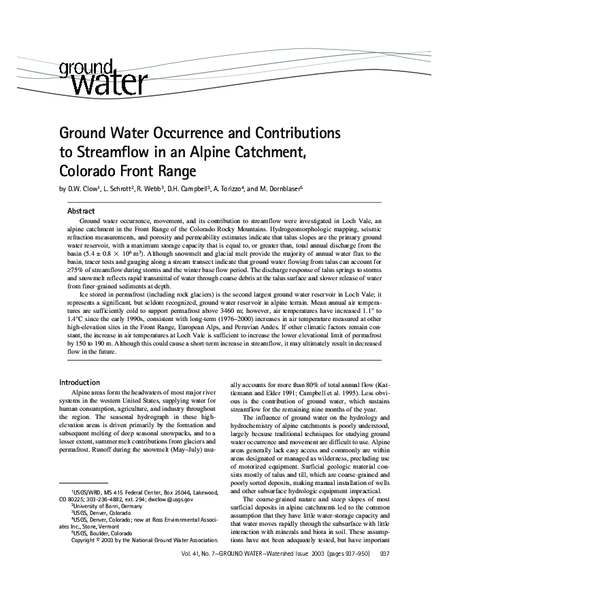 (PDF) Ground Water Occurrence and Contributions to Streamflow in an ...