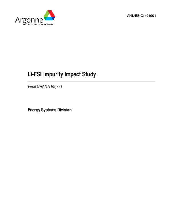 (PDF) Li-FSI Impurity Impact Study: Final CRADA Report