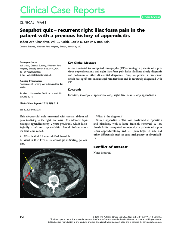 (PDF) Snapshot quiz – recurrent right iliac fossa pain in the patient ...
