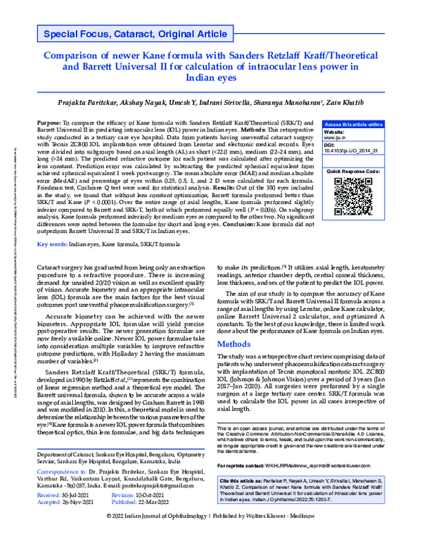 (PDF) Comparison of newer Kane formula with Sanders Retzlaff Kraff ...