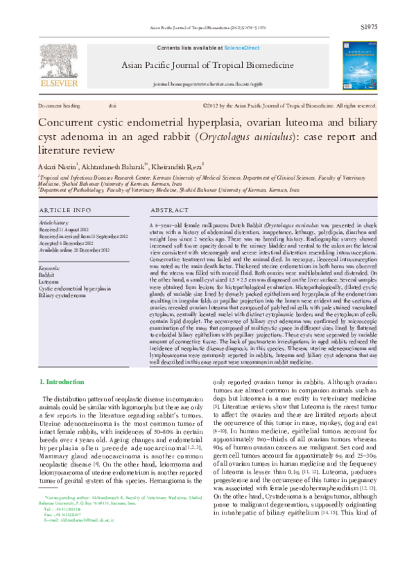 (PDF) Concurrent cystic endometrial hyperplasia, ovarian luteoma and ...