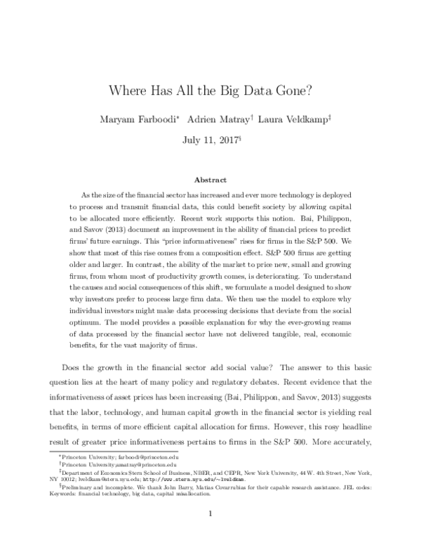 (PDF) Where Has All the Big Data Gone?