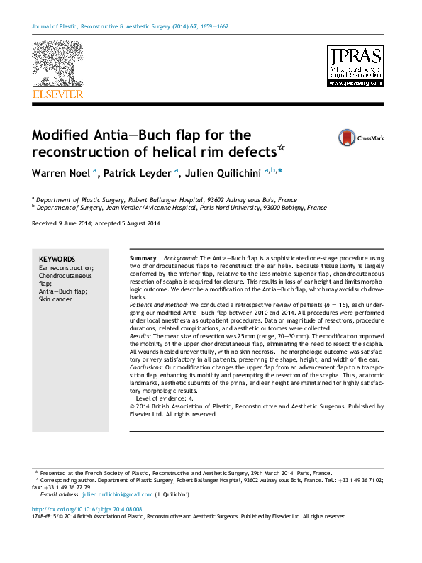 Modified Antia–Buch flap for the reconstruction of helical rim defects