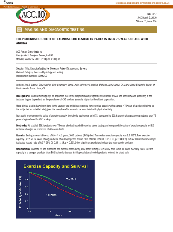 (PDF) The Prognostic Utility of Exercise Ecg Testing in Patients Over ...