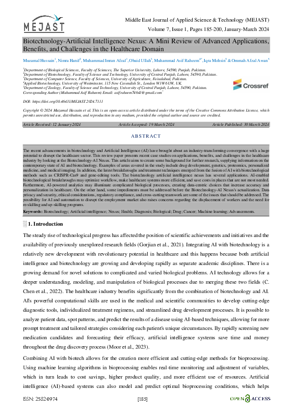 (PDF) Biotechnology-Artificial Intelligence Nexus: A Mini Review of ...