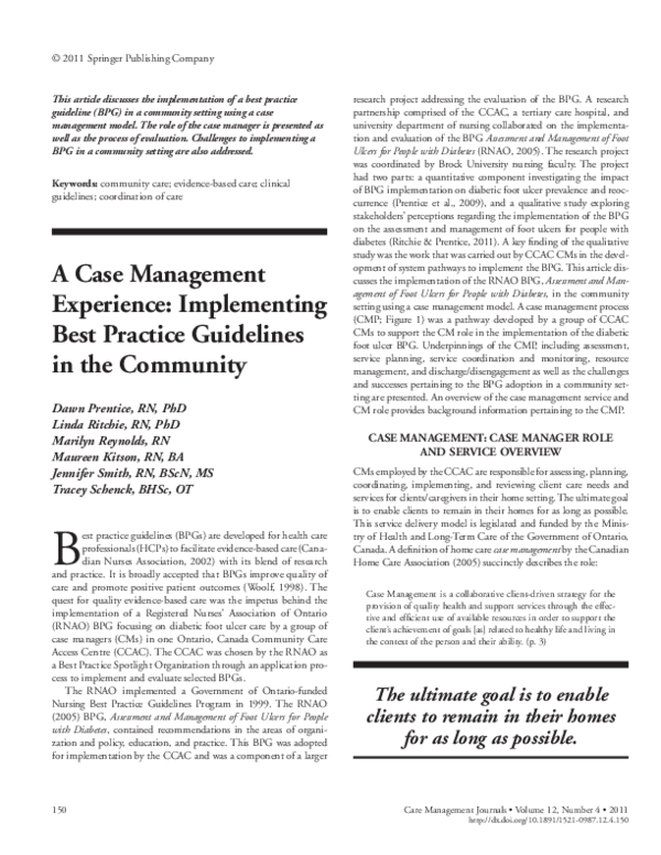 (PDF) A Case Management Experience: Implementing Best Practice ...