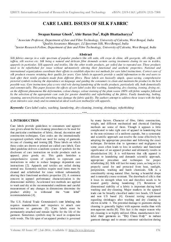(PDF) Care Label Issues of Silk Fabric