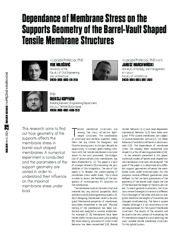 (PDF) Dependance of Membrane Stress on the Supports Geometry of the ...