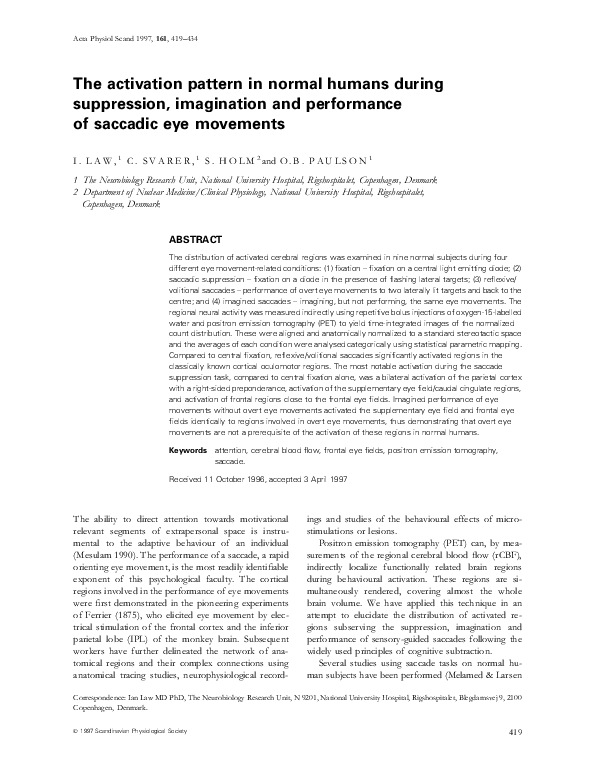 (PDF) The activation pattern in normal humans during suppression ...