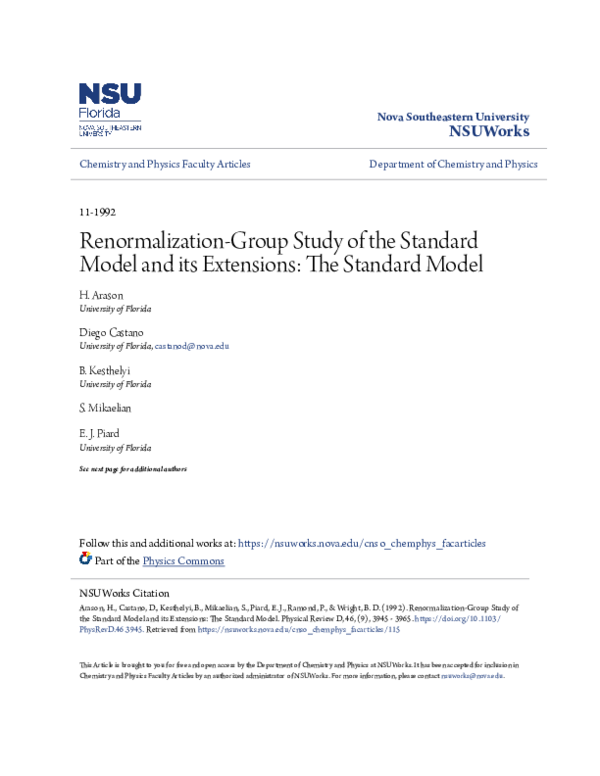 (PDF) Renormalization-group study of the standard model and its ...