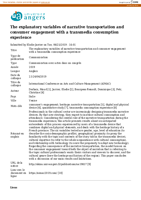 (PDF) The explanatory variables of narrative transportation and ...