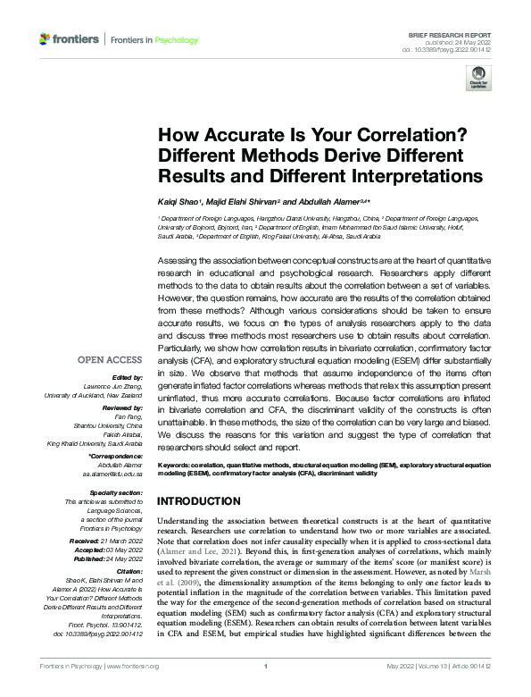 (PDF) How Accurate Is Your Correlation? Different Methods Derive ...
