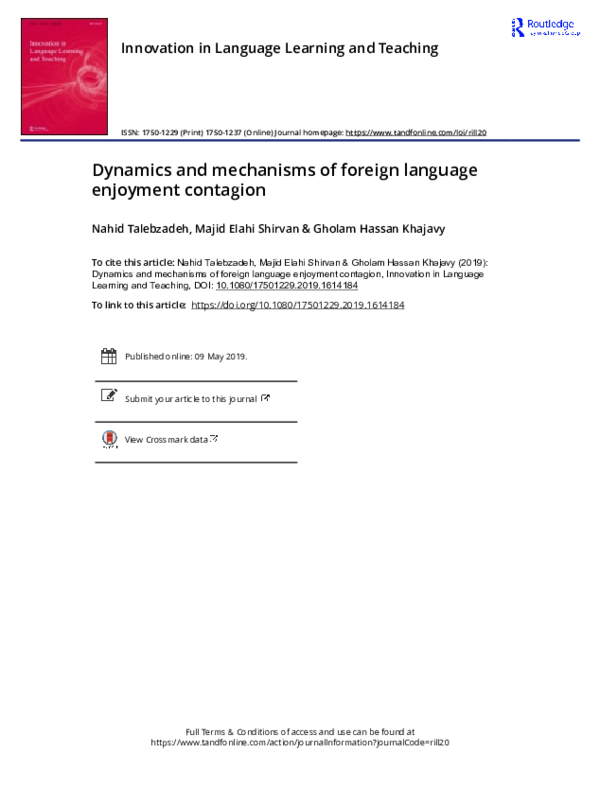 (PDF) Dynamics and mechanisms of foreign language enjoyment contagion