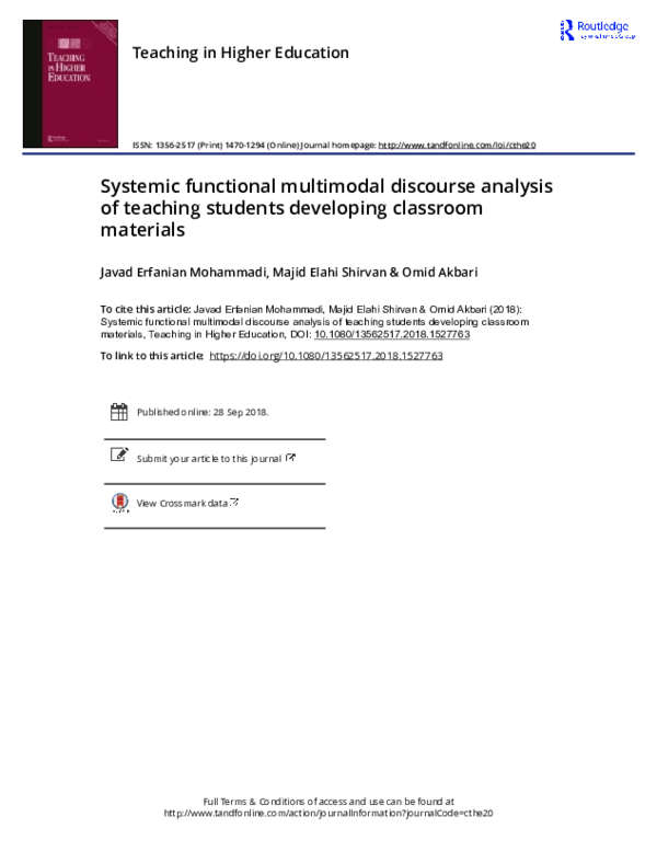 (PDF) Systemic functional multimodal discourse analysis of teaching students developing ...