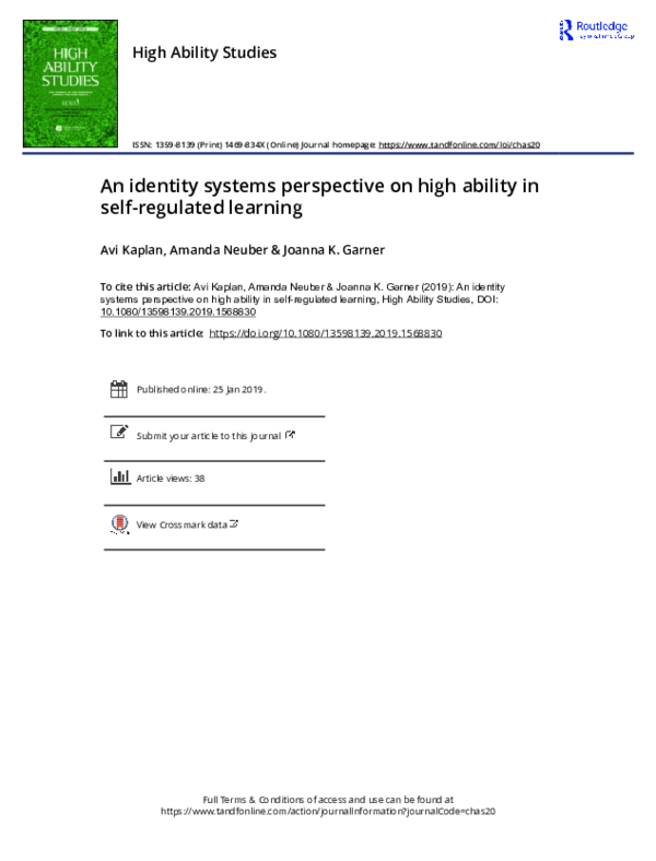 (PDF) An identity systems perspective on high ability in self-regulated learning