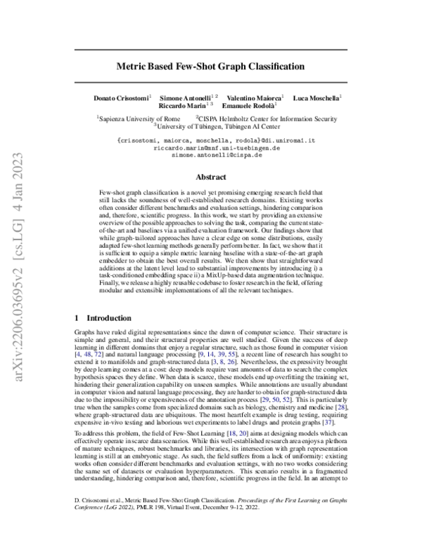(PDF) Metric Based Few-Shot Graph Classification