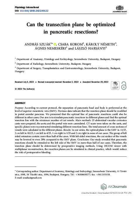 (PDF) Can the transection plane be optimized in pancreatic resections?