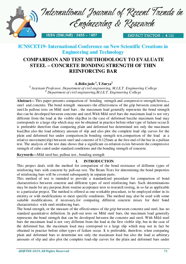 (PDF) Comparison and Test Methodology to Evaluate Steel – Concrete ...