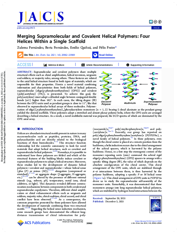 (PDF) Merging Supramolecular and Covalent Helical Polymers: Four ...
