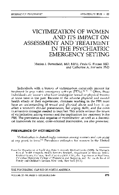 (PDF) Victimization of Women and Its Impact on Assessment and Treatment ...