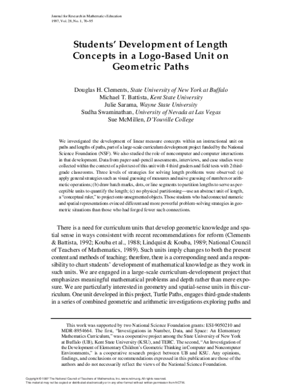 (PDF) Students' Development of Length Concepts in a Logo-Based Unit on ...