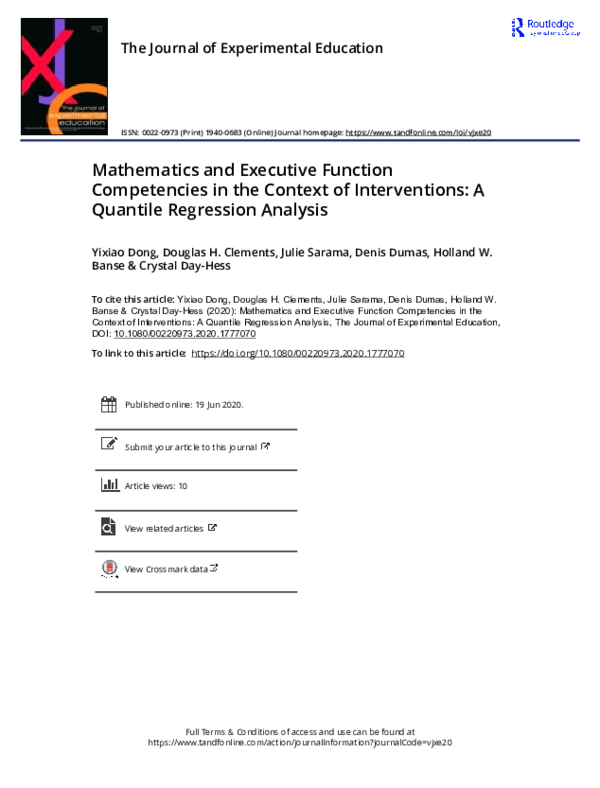 (PDF) Mathematics and Executive Function Competencies in the Context of Interventions: A ...