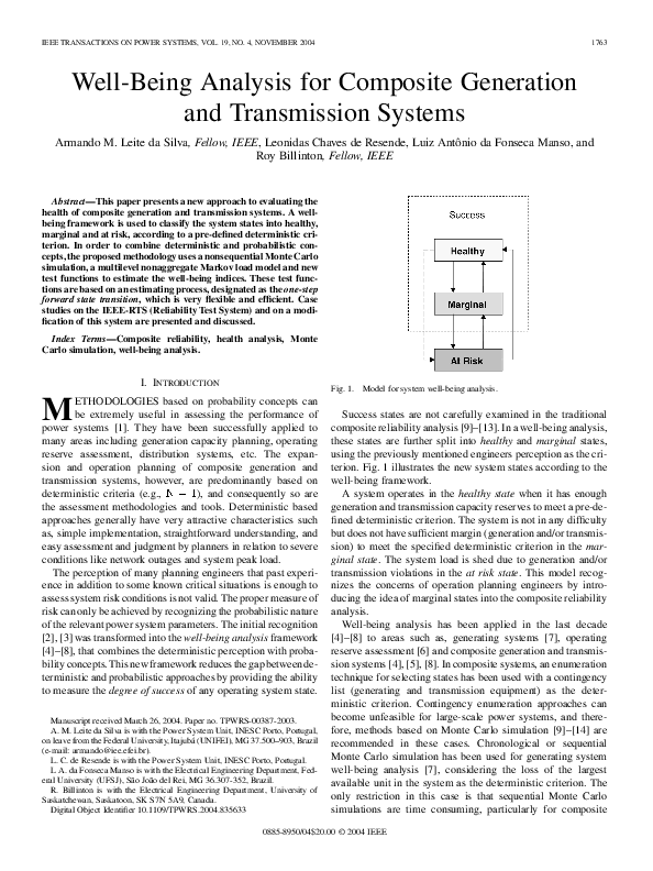(PDF) Well-Being Analysis for Composite Generation and Transmission Systems