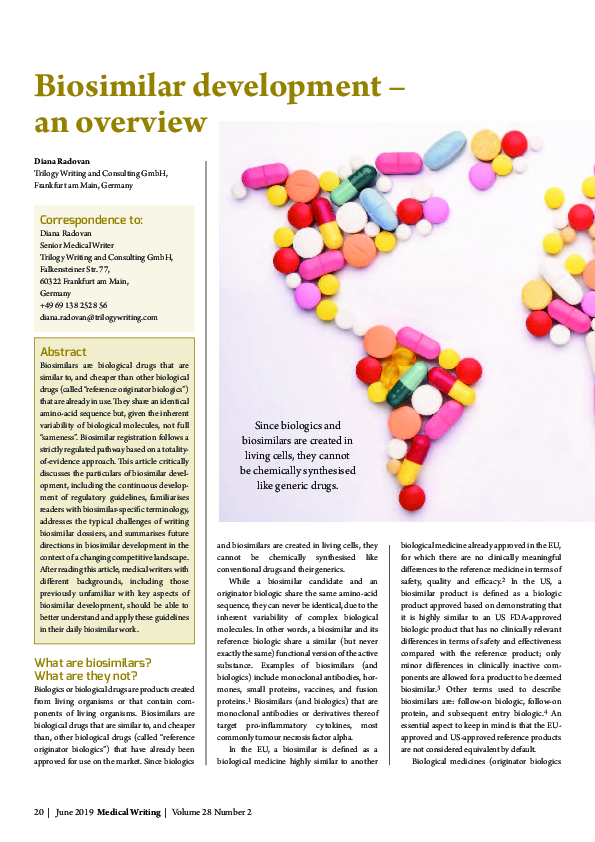 (PDF) Biosimilar development – an overview