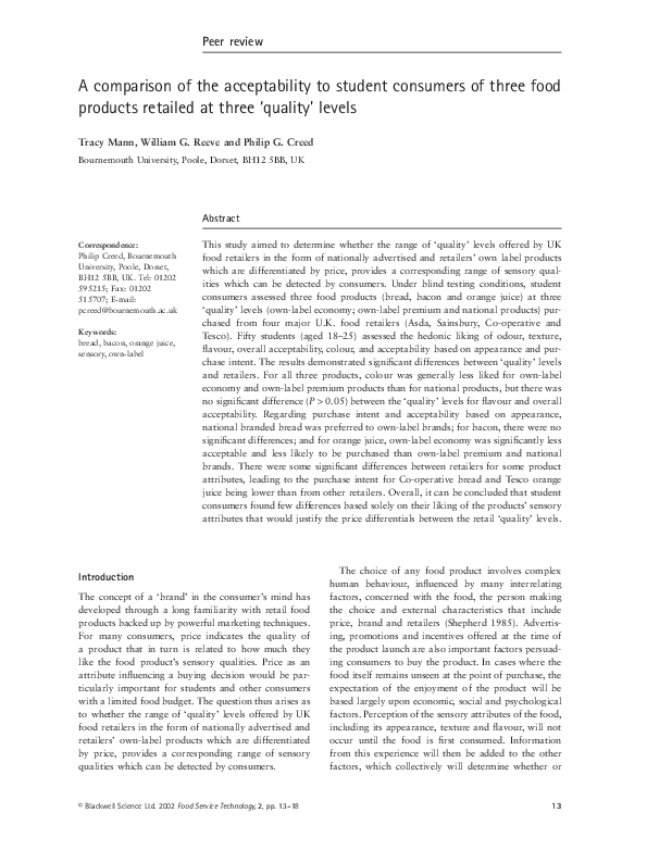 (PDF) A comparison of the acceptability to student consumers of three ...