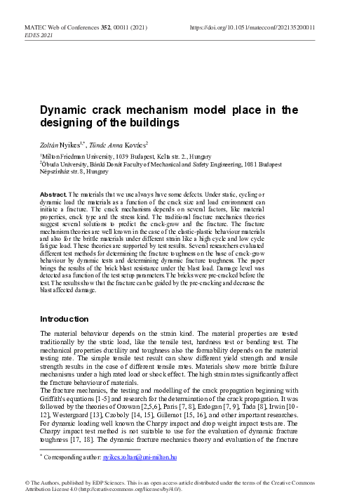 (PDF) Dynamic crack mechanism model place in the designing of the buildings