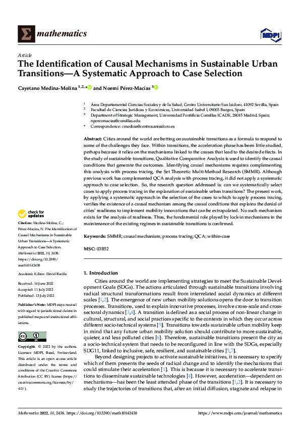 (PDF) The Identification of Causal Mechanisms in Sustainable Urban Transitions—A Systematic ...