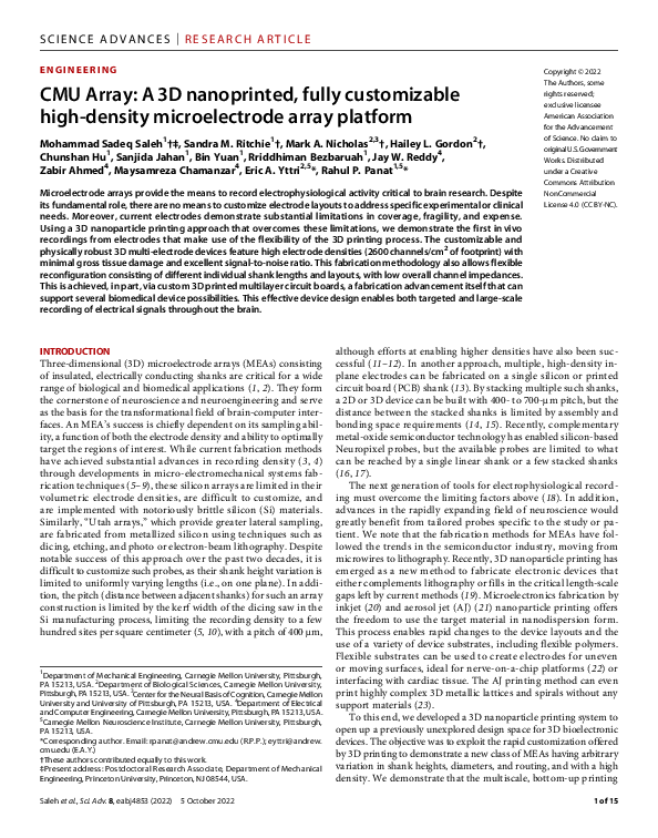 (PDF) Customizable 3D Printed High-Density Microelectrode Arrays