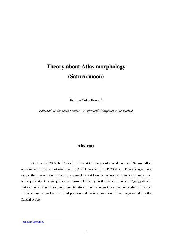 (PDF) Theory about Atlas morphology (Saturn moon)