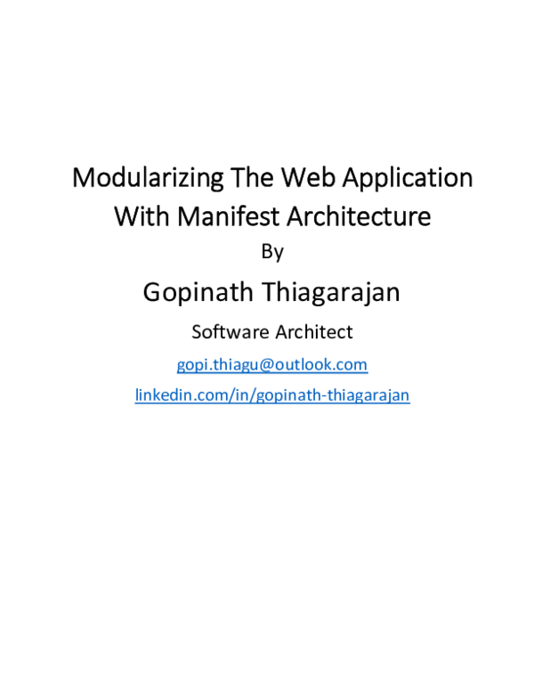 (PDF) Modularizing The Web Application With Manifest Architecture