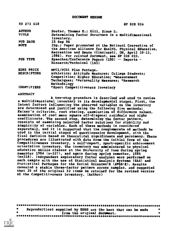 (PDF) Determining Factor Structure in a Multidimensional Inventory ...
