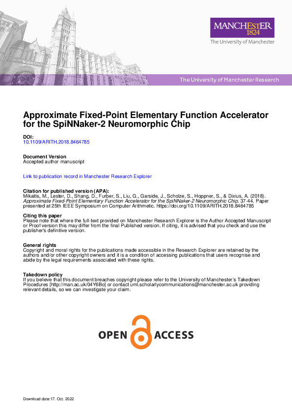 (PDF) Approximate Fixed-Point Elementary Function Accelerator for the ...