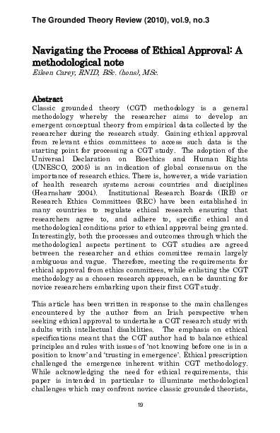 (PDF) Navigating the process of ethical approval: A methodological note