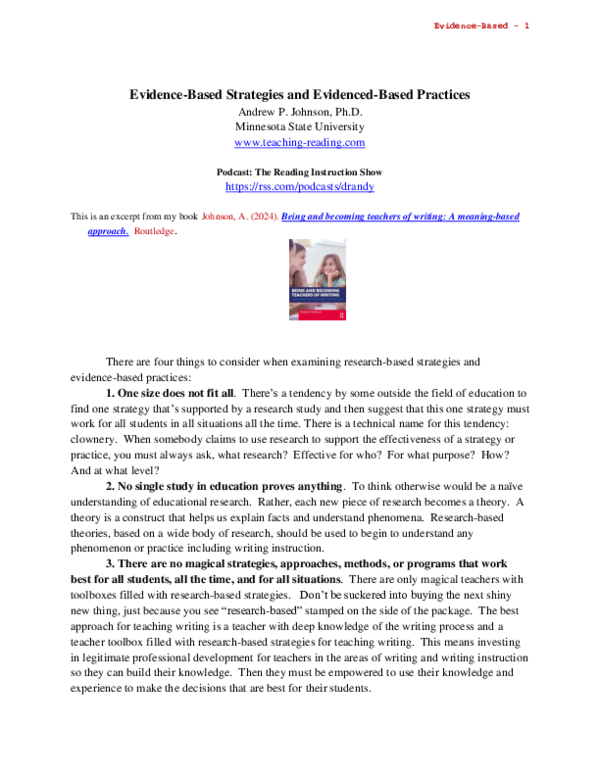(PDF) Evidence-Based Strategies and Research-Based Practices