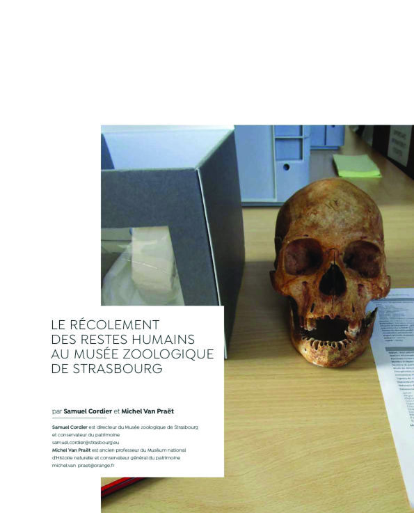 (PDF) Le récolement des restes humains au musée zoologique de Strasbourg
