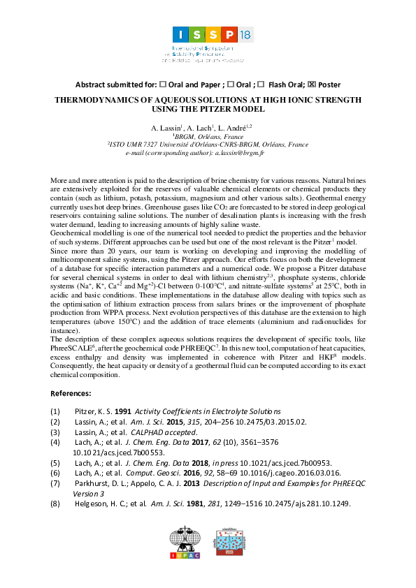 (PDF) Thermodynamics of aqueous solutions at high ionic strength using ...