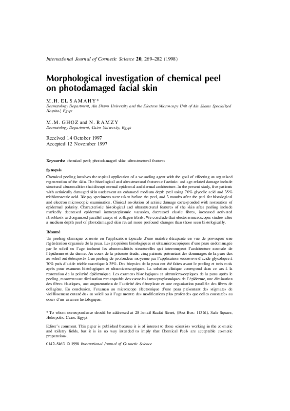 (PDF) Morphological investigation of chemical peel on photodamaged ...